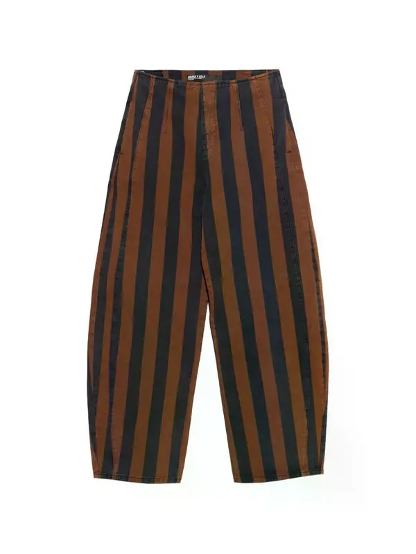 Bimba Y Lola Barrel Light Striped Denim Trousers With Buckle