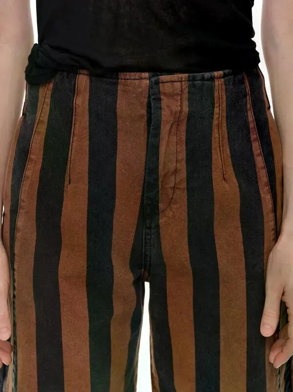 Bimba Y Lola Barrel Light Striped Denim Trousers With Buckle