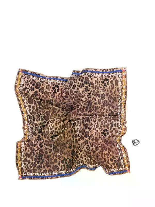 Bimba Y Lola Animal Print Scarf Charm With Logo Border