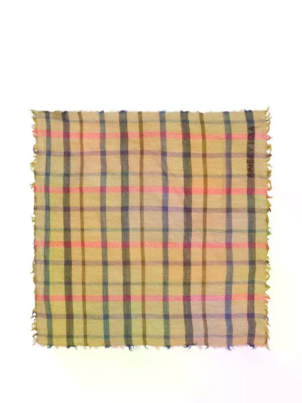 Bimba Y Lola Ocher Checked Shawl - Neutrals