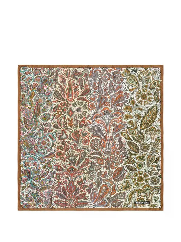 Bimba Y Lola Bronze Paisley Stripes Scarf - Neutrals