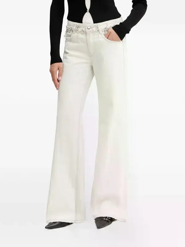 Miss Sixty Faux-pearl Embellished Flared Jeans - Neutrals