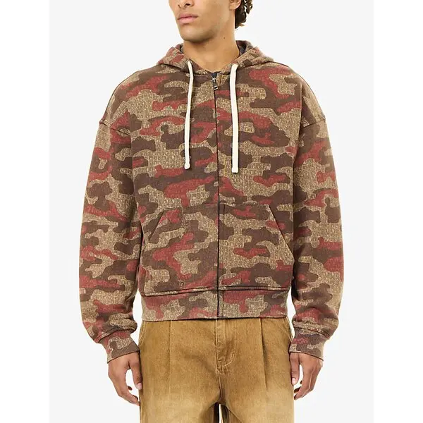 DAILY PAPER Print Zip-up Cotton Hoodie