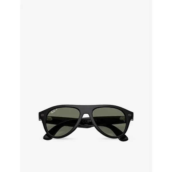Ray-ban Rw4016 Polarised Aviator-frame Injected Meta Ai Glasses - Black