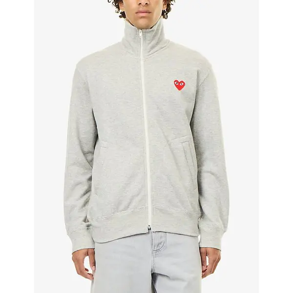 Play Comme Des Garcon Heart-appliqué Cotton Track Jacket