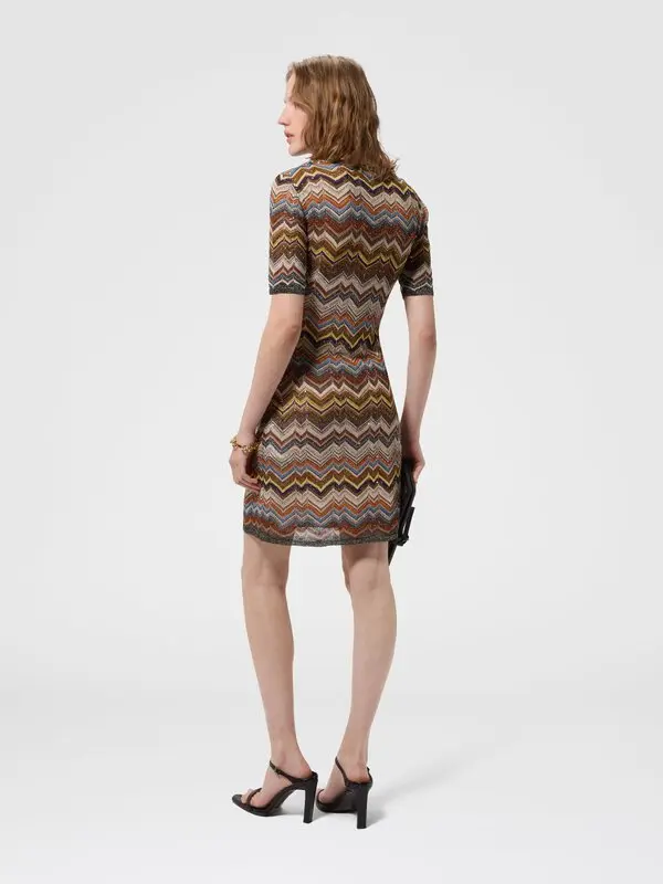Missoni Zig Zag Mini Dress In Lamé Viscose