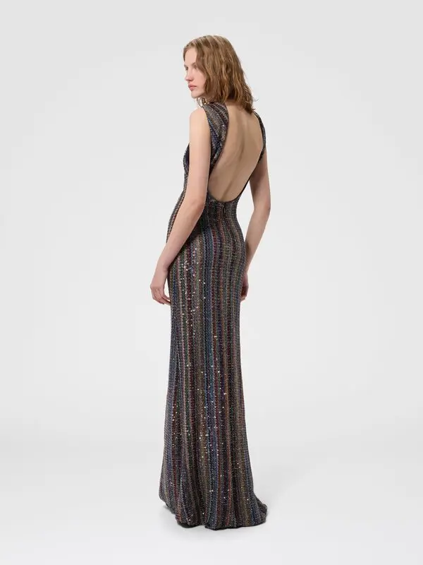 Missoni Long Dress In Striped Knit
