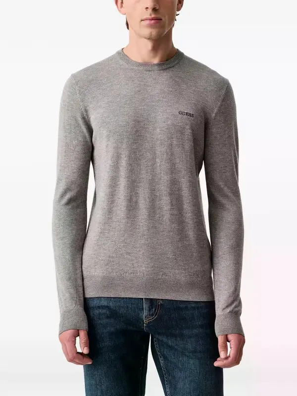 Guess Logo-embroidered Crew-neck Sweater