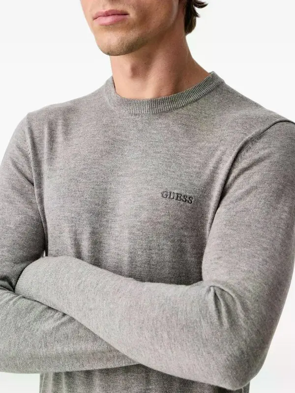Guess Logo-embroidered Crew-neck Sweater