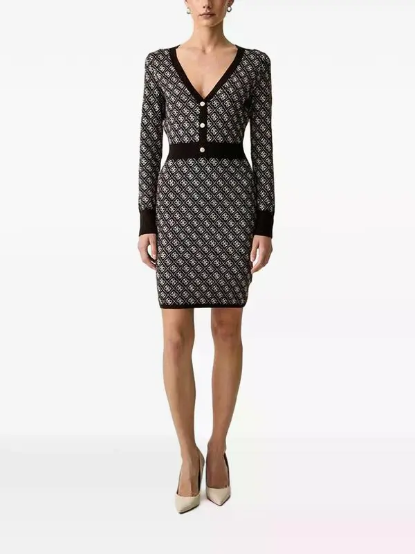 Guess Monogram-print V-neck Mini Dress