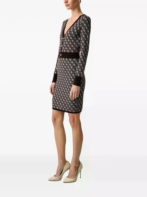 Guess Monogram-print V-neck Mini Dress