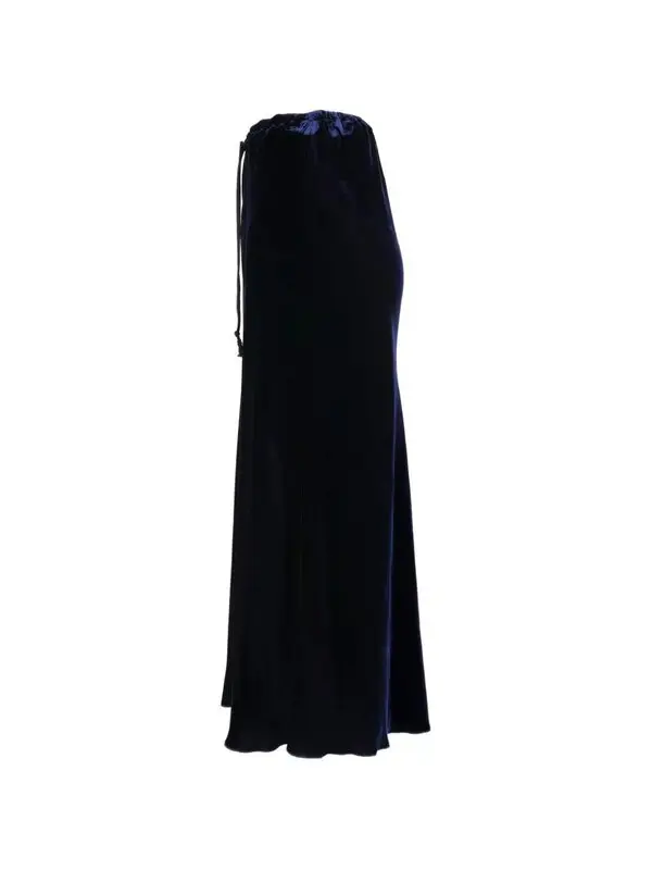 FORTE_FORTE Velvet-texture Drawstring Maxi Skirt - Blue