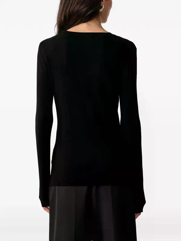 Guess Logo-embellished Long-sleeve Sweater - Black