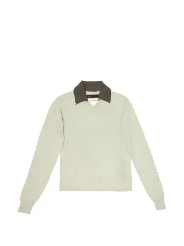 Frenckenberger V-neck Collared Sweater - Neutrals