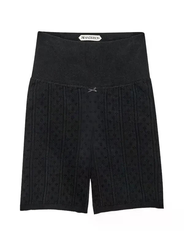 JW Anderson Pointelle-knit Bow-detail Shorts - Black