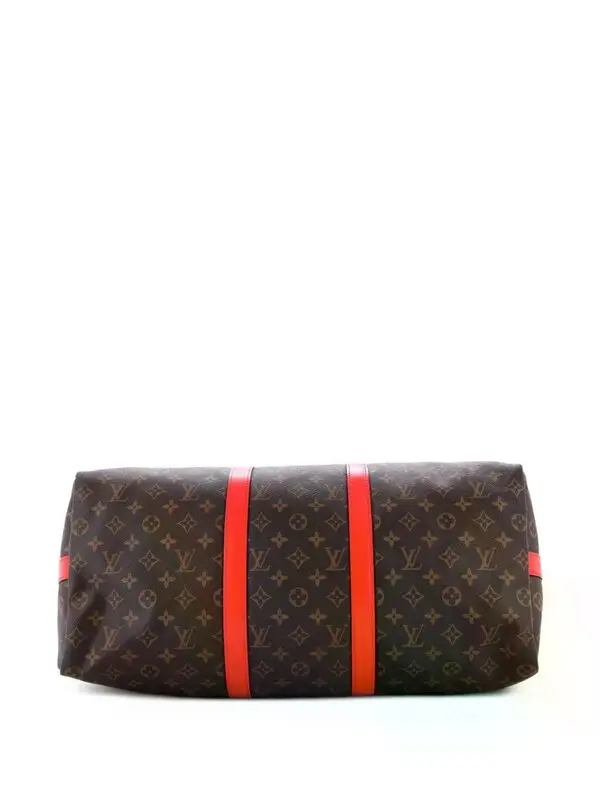 LOUIS VUITTON Keepall Bandouliere Bag Monogram Canvas With Coquelicot Leather Trim 50 Travel Bag - Red