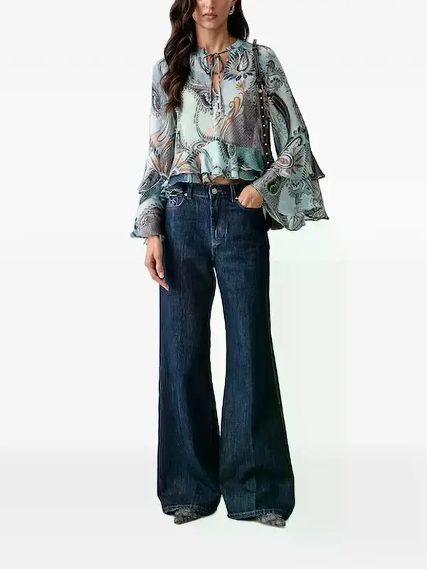 Guess Nicole Paisley-print Ruffled Blouse