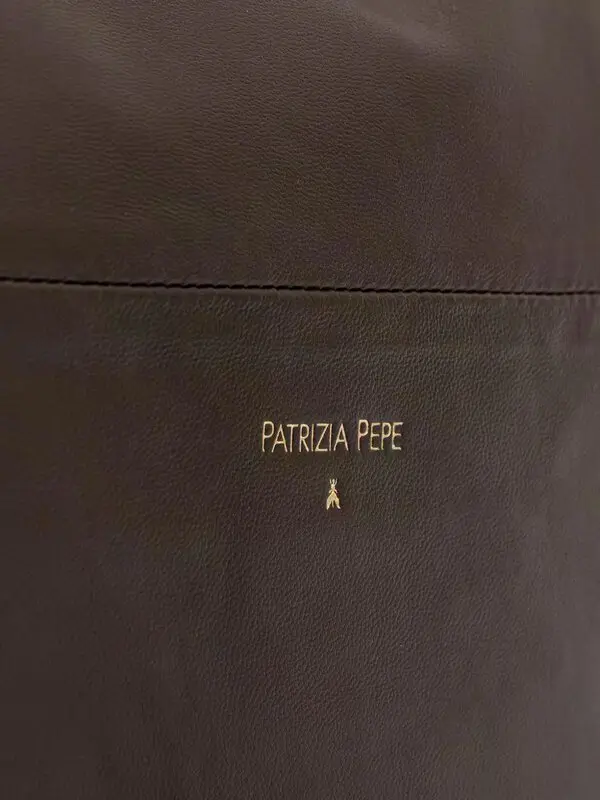 Patrizia Pepe Minimal Logo-print Leather Tote Bag