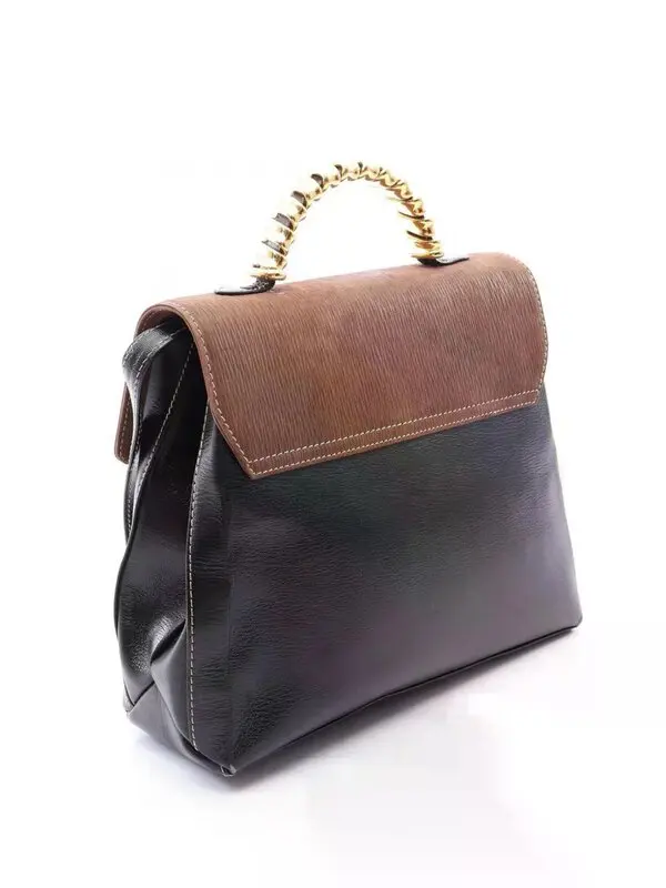 Loewe 2010-2026 Bicolor Leather Velazquez Twist Top Handle Bag Satchel
