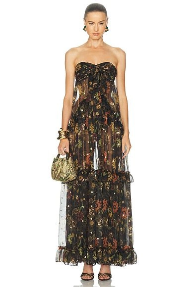 SIEDRES Josiane Sheer Ruffled Maxi Dress