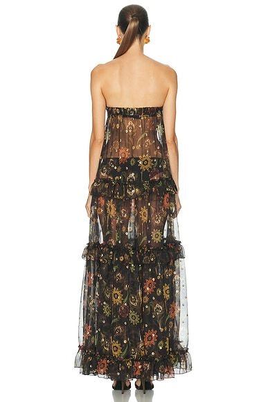 SIEDRES Josiane Sheer Ruffled Maxi Dress
