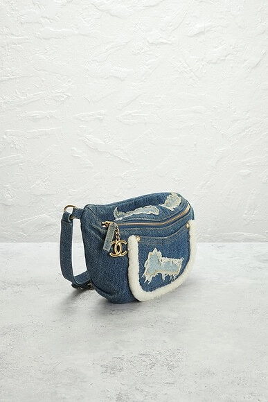Chanel Denim & Shearling Egyptian Hieroglyph Belt Bag