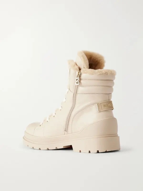 Bogner St. Moritz Shearling-trimmed Leather Ankle Boots