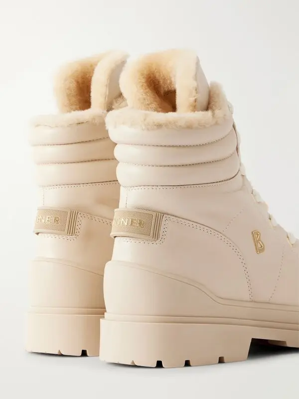 Bogner St. Moritz Shearling-trimmed Leather Ankle Boots