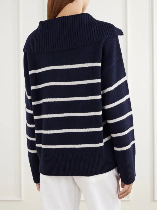 FRAME Striped Cashmere Polo Shirt