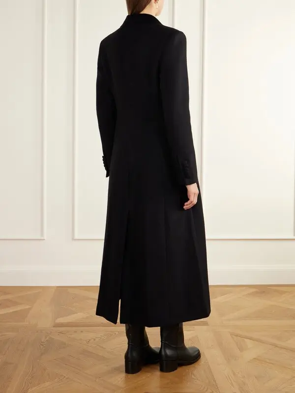 DESTREE Maria Velvet-trimmed Wool-felt Coat