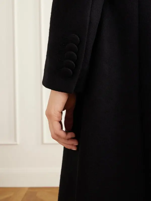DESTREE Maria Velvet-trimmed Wool-felt Coat