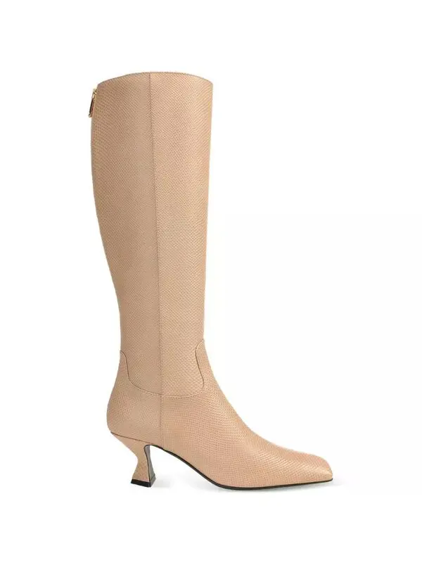 SERGIO ROSSI Sculpt Lizard-effect Leather Boots - Neutrals