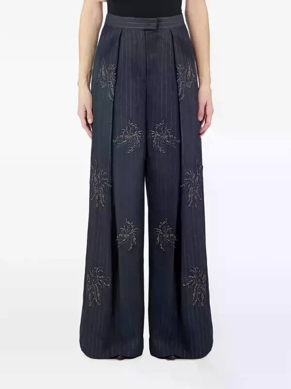 Liu Jo Palazzo Pants With Jewel Embroidery - Grey