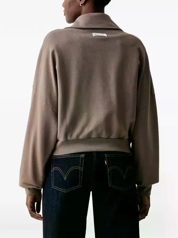 Marc O'polo Logo-embroidered Zip-up Sweatshirt - Brown