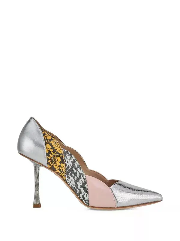 KAT MACONIE Divina Snakeskin-effect Scalloped Pumps - Silver