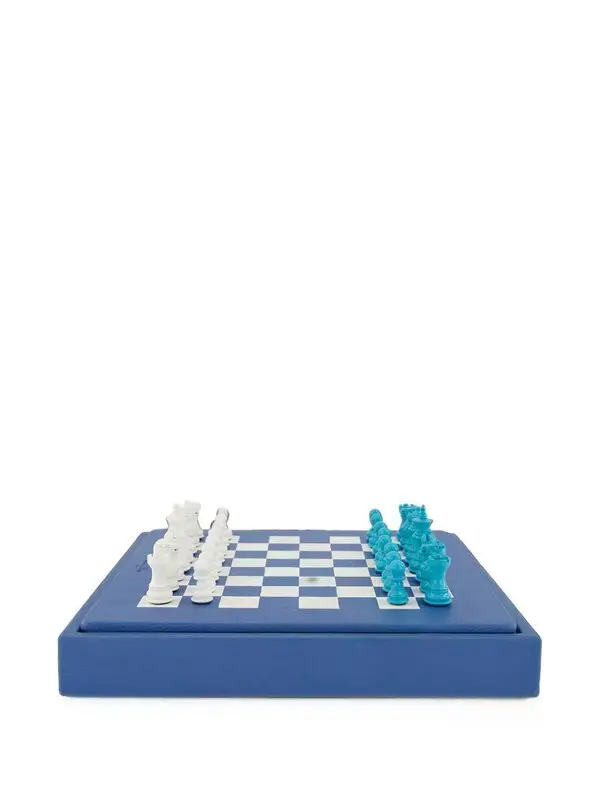 HECTOR SAXE Leather Limoges Chess Box - Blue