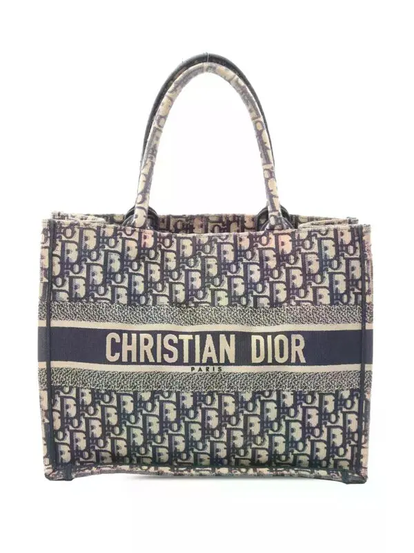 Dior 2000-2026 Medium Oblique Embroidered Canvas Book Tote Bag