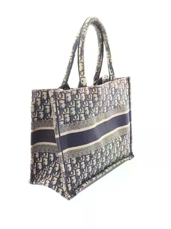 Dior 2000-2026 Medium Oblique Embroidered Canvas Book Tote Bag