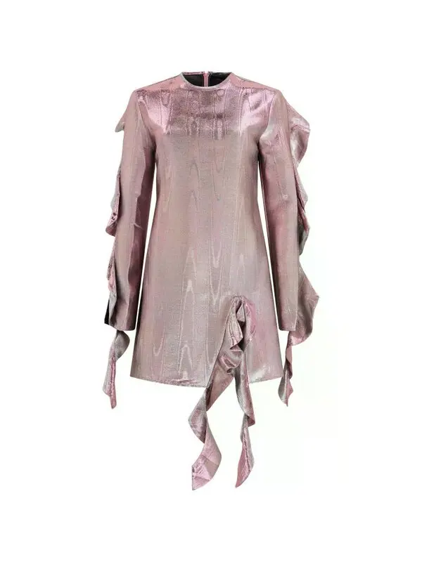 ELLERY Ruffled Long-sleeve Mini Dress - Pink