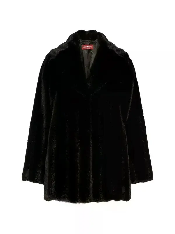 Max Mara Fluffy Faux-fur Lapel-collar Coat - Black