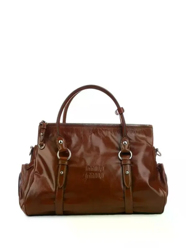 Miu Miu Shiny Leather Handbag - Brown