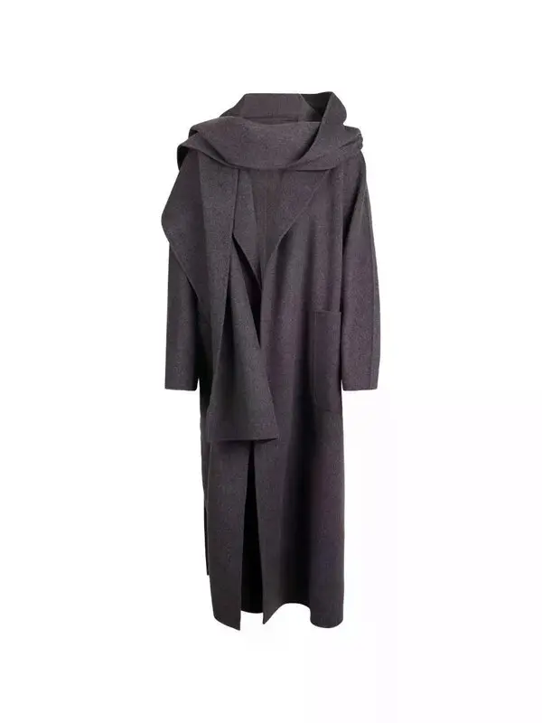 Max Mara Scarf-detail Coat - Grey