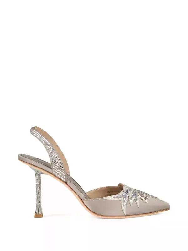 KAT MACONIE Karina Crystal-embellished Slingback Pumps - Grey