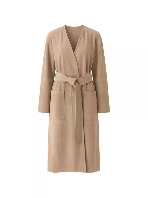 Max Mara Belted Suede Coat - Neutrals