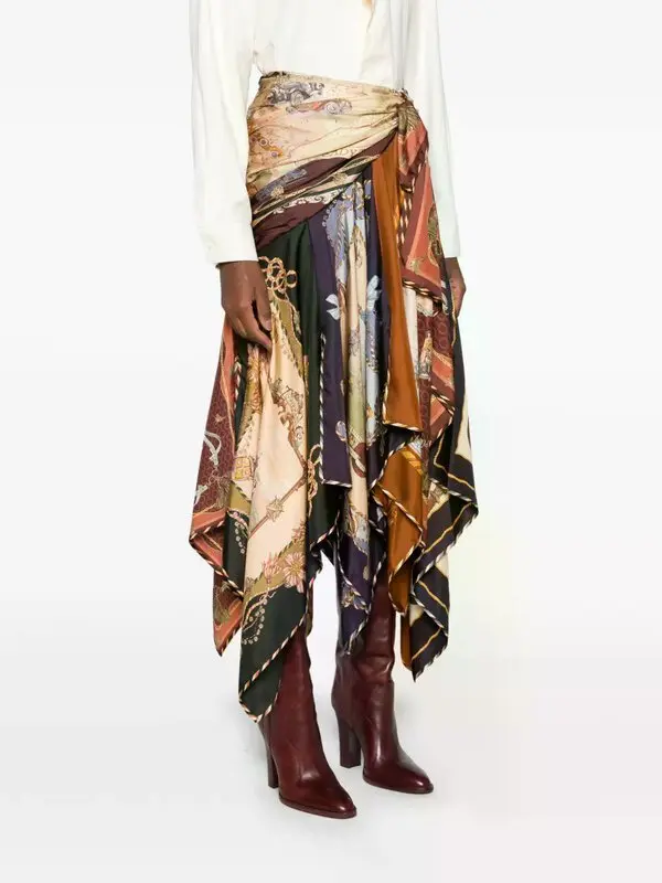 Zimmermann Scarf-print Handkerchief-hem Skirt