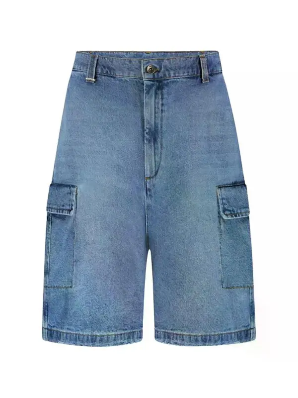 FLANEUR Button-fastening Denim Cargo Shorts