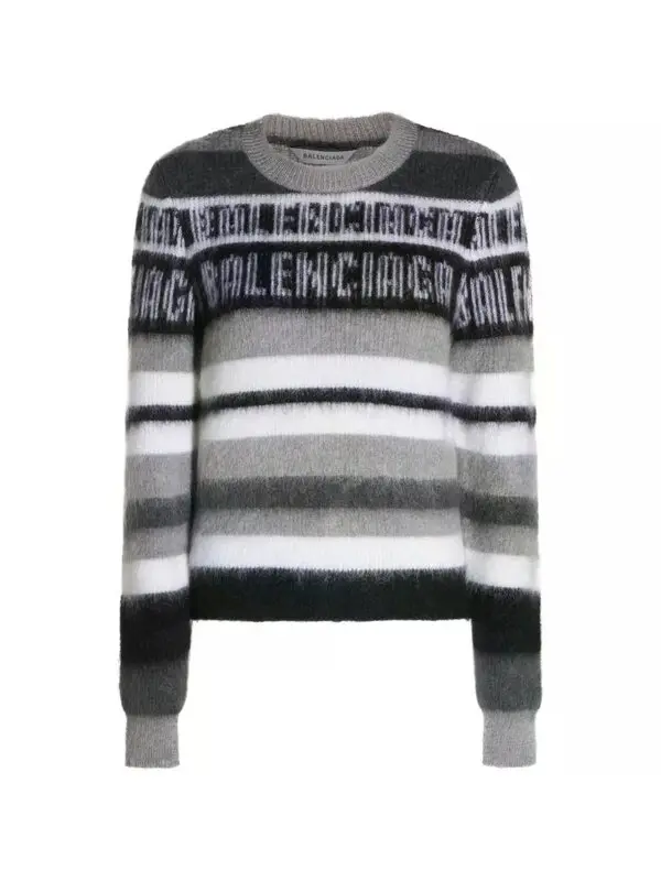 Balenciaga Logo-intarsia Striped Sweater