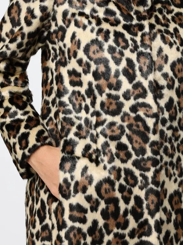 COLLINI MILANO 1937 Long Single-breasted Animalier Pony Hair-effect Coat