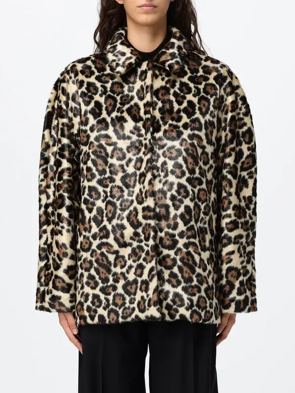 COLLINI MILANO 1937 Short Single-breasted Animalier Pony Hair-effect Coat