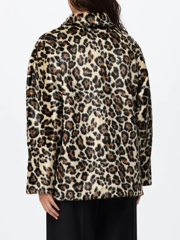 COLLINI MILANO 1937 Short Single-breasted Animalier Pony Hair-effect Coat